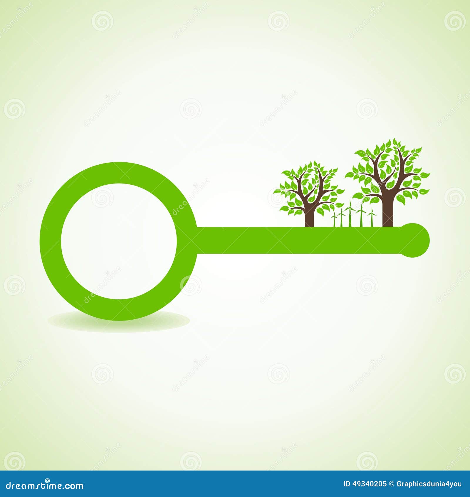 Tree and Wind-mill on the Key Stock Vector - Illustration of protection ...