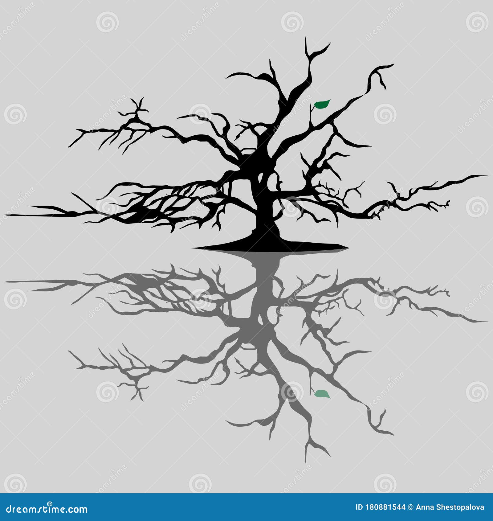 The Tree Withered, Leaving only One Green Leaf Stock Vector ...
