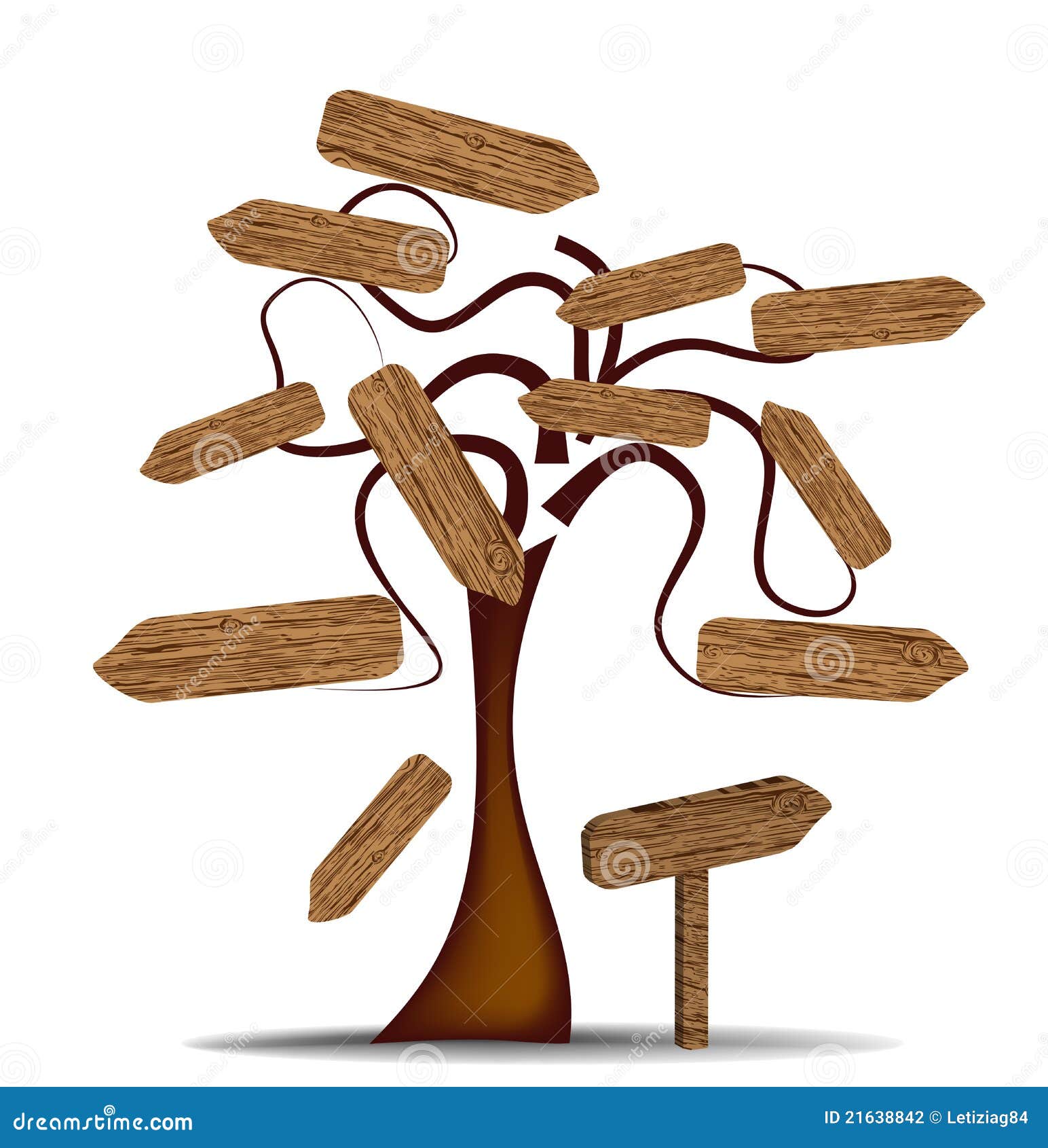 Tree with wooden signs stock vector. Illustration of abstract - 21638842