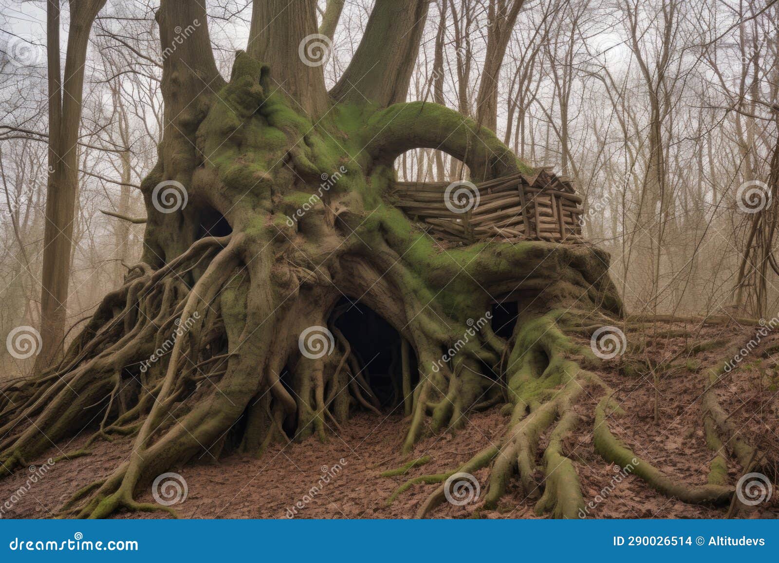Tree in the Woods, Reclaimed by Nature Stock Photo - Image of forest ...
