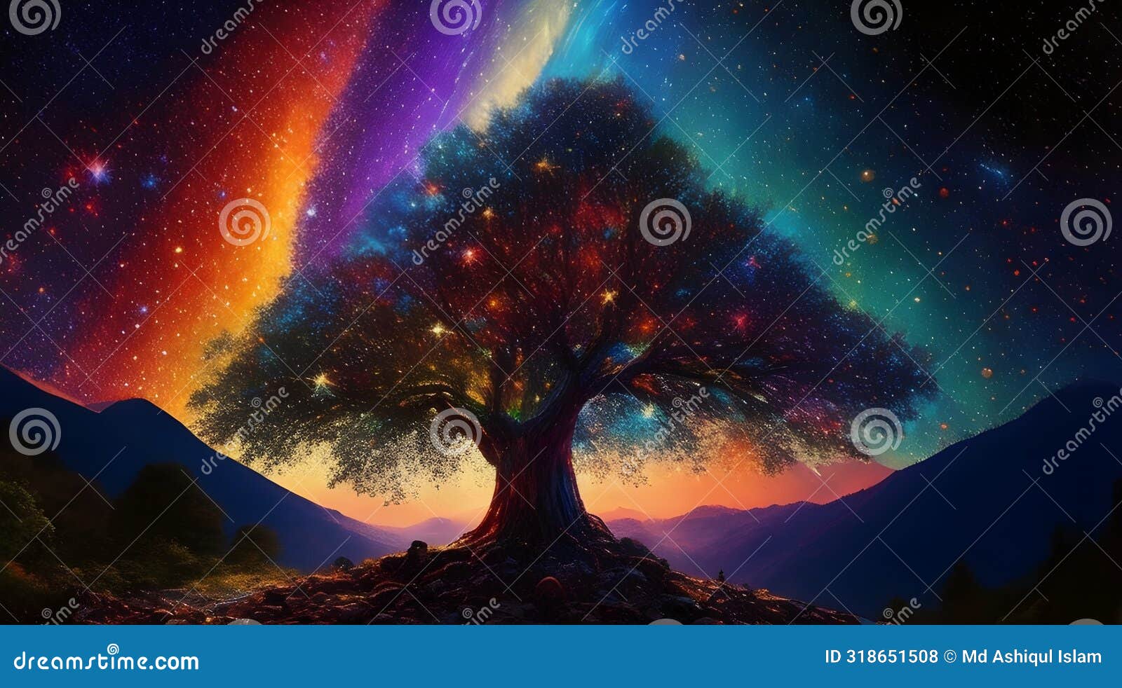 A Tree with the Words the Universe on it Stock Illustration ...