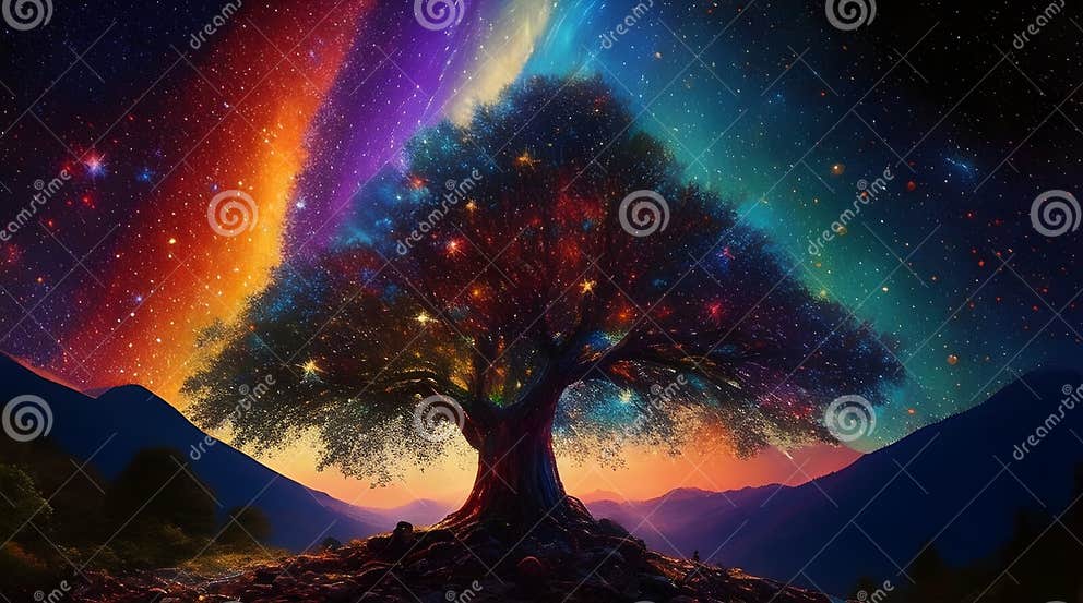 A Tree with the Words the Universe on it Stock Illustration ...