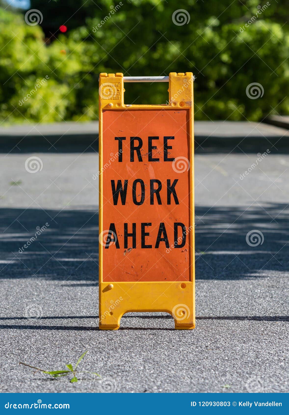 Tree Work Ahead Folding Sign Stock Image - Image of traffic, work ...