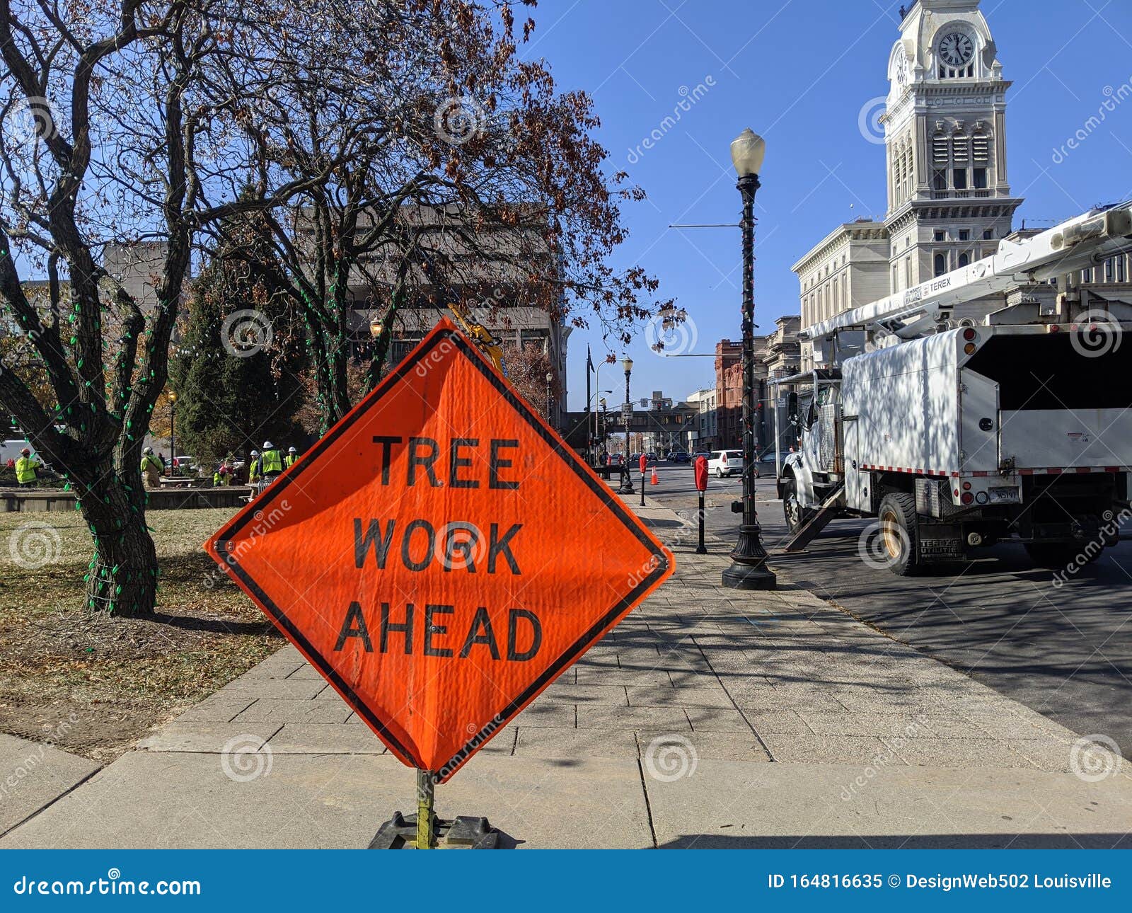 Tree Work Ahead Sign Stock Photos - Download 55 Royalty Free Photos