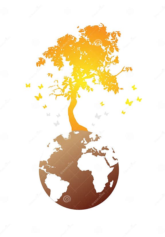 Tree on world globe stock vector. Illustration of development - 11167344