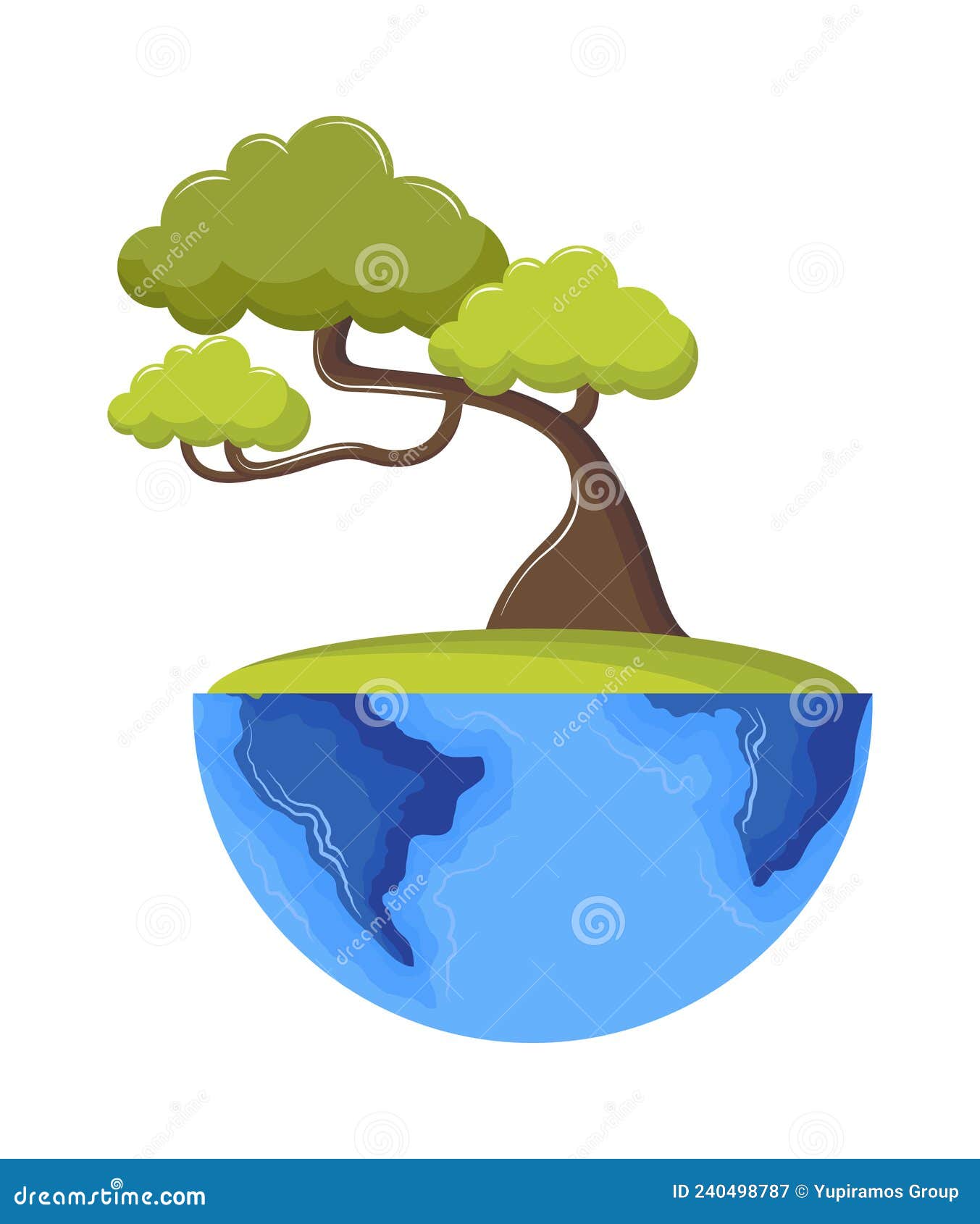 Tree on the world stock vector. Illustration of globe - 240498787