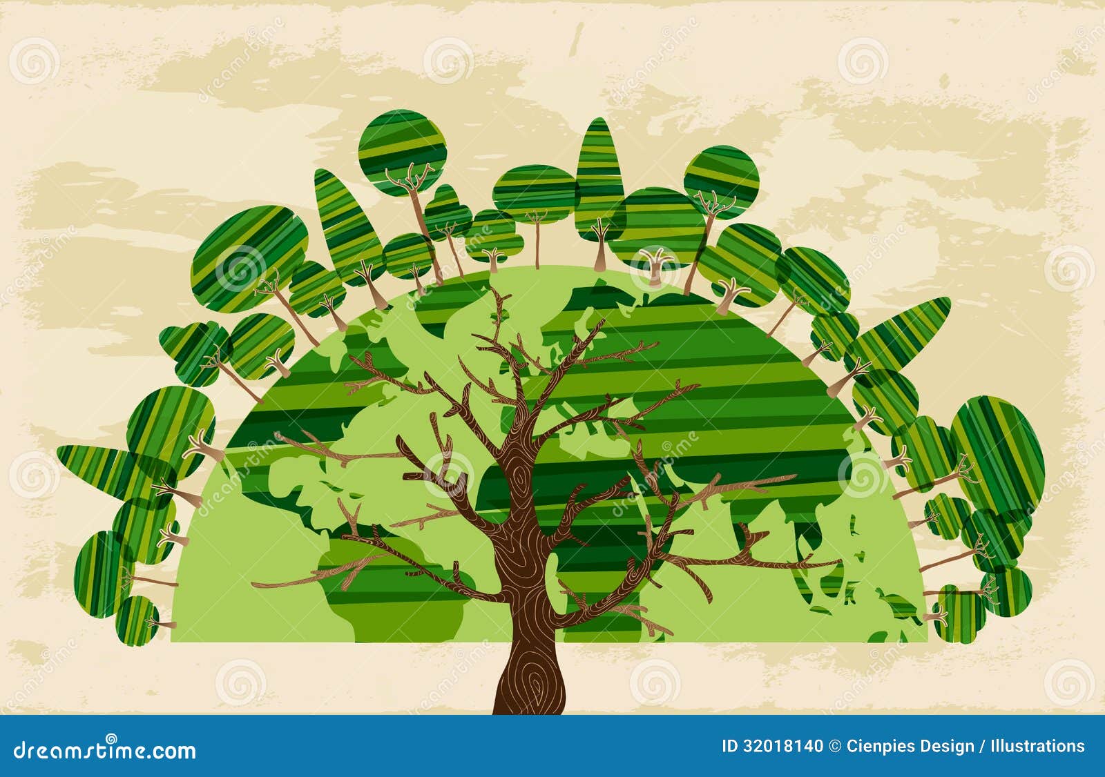 Tree World of Trees Concept Stock Vector - Illustration of grunge, icon ...