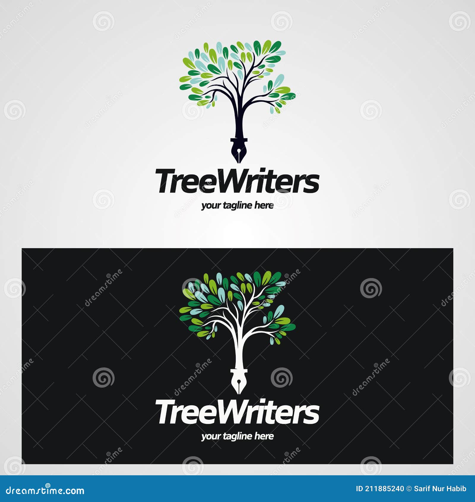 Tree Writer Logo Designs Template Stock Vector - Illustration of author ...