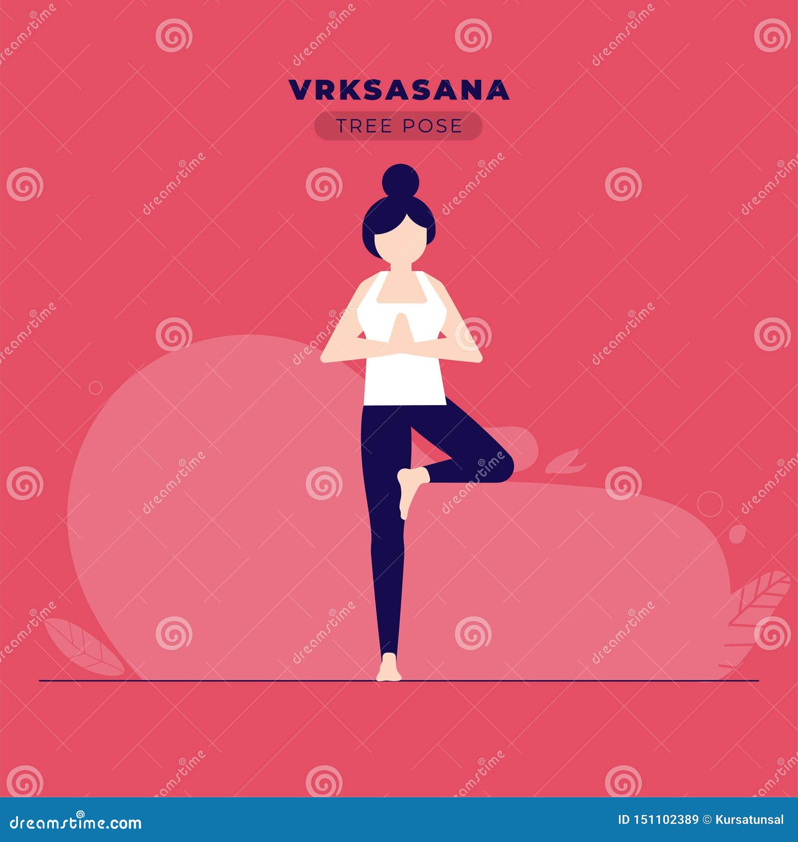 Tree Yoga Pose Illustration Stock Vector - Illustration of modern ...