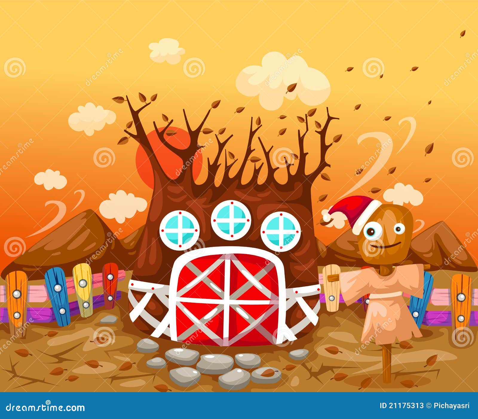 Treehouse in autumn season stock vector. Illustration of autumn - 21175313