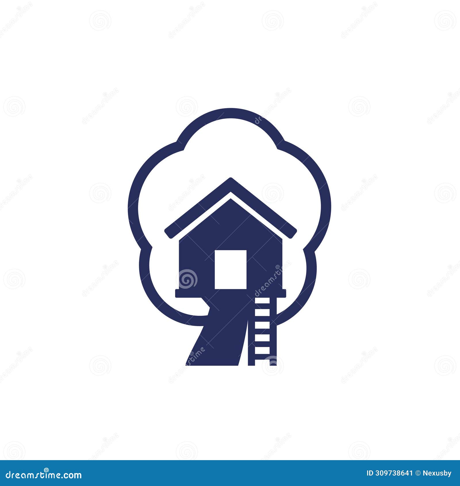 Treehouse Icon on White, Cabin on a Tree Stock Vector - Illustration of ...