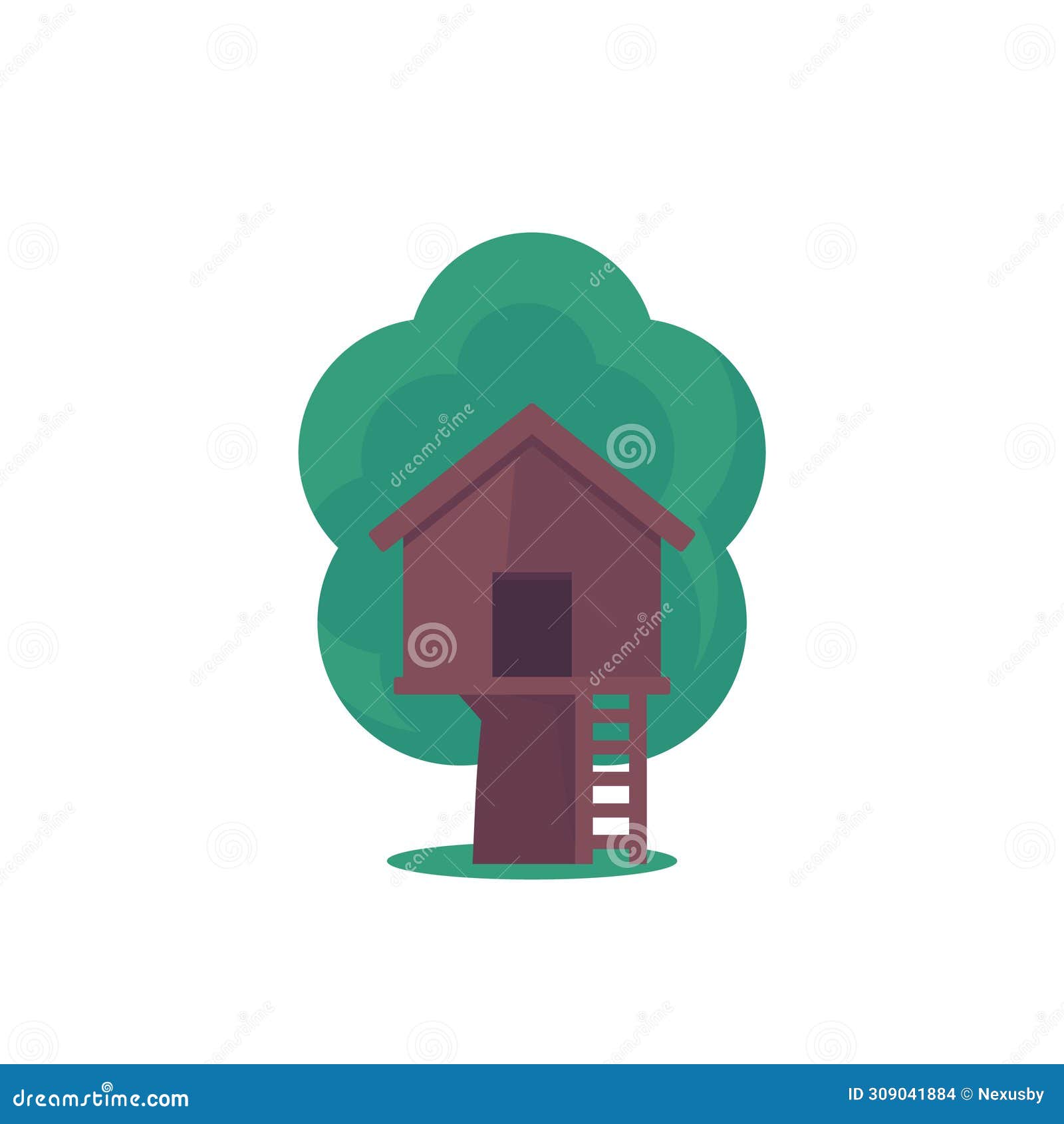 Treehouse Icon on White, Flat Vector Design Stock Illustration ...