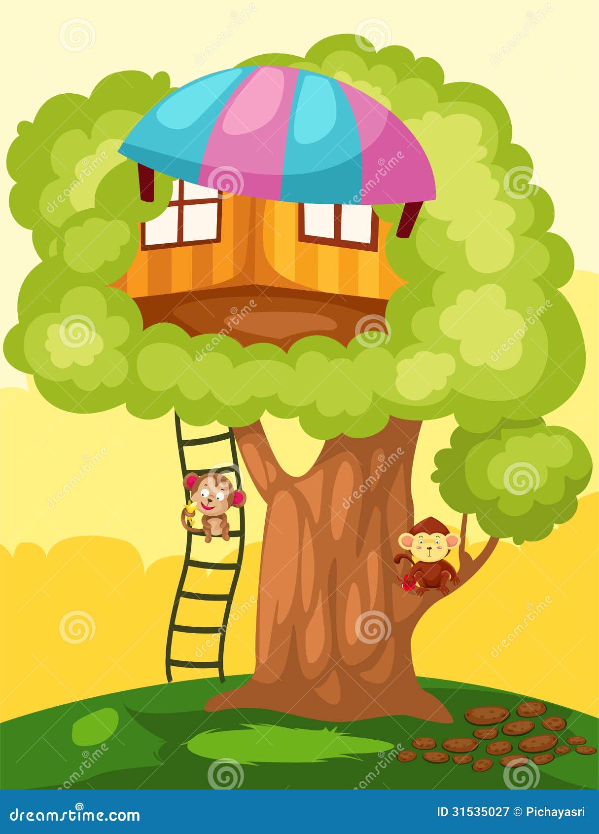 Treehouse stock vector. Illustration of home, dream, cartoon - 31535027