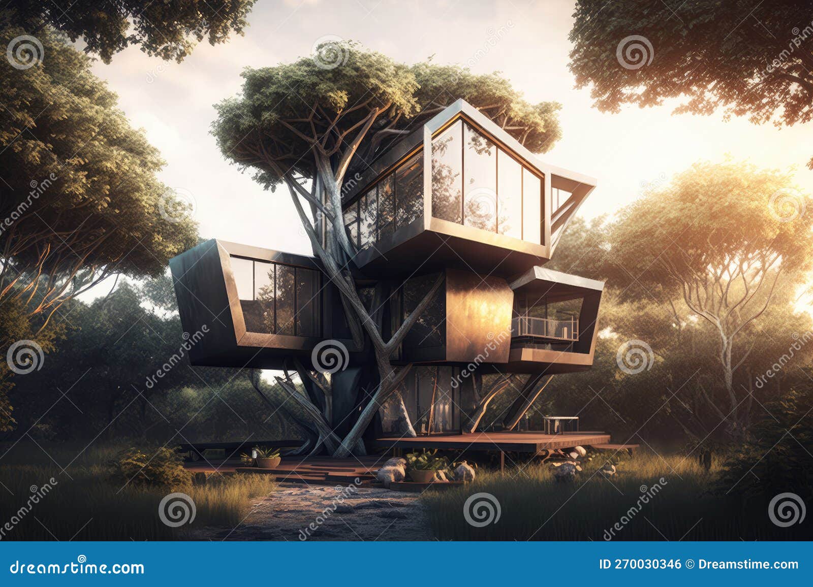 Treehouse Project Created with Generative AI Technology Stock ...