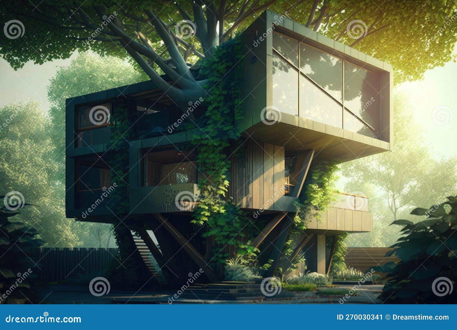 Treehouse Project Created with Generative AI Technology Stock ...