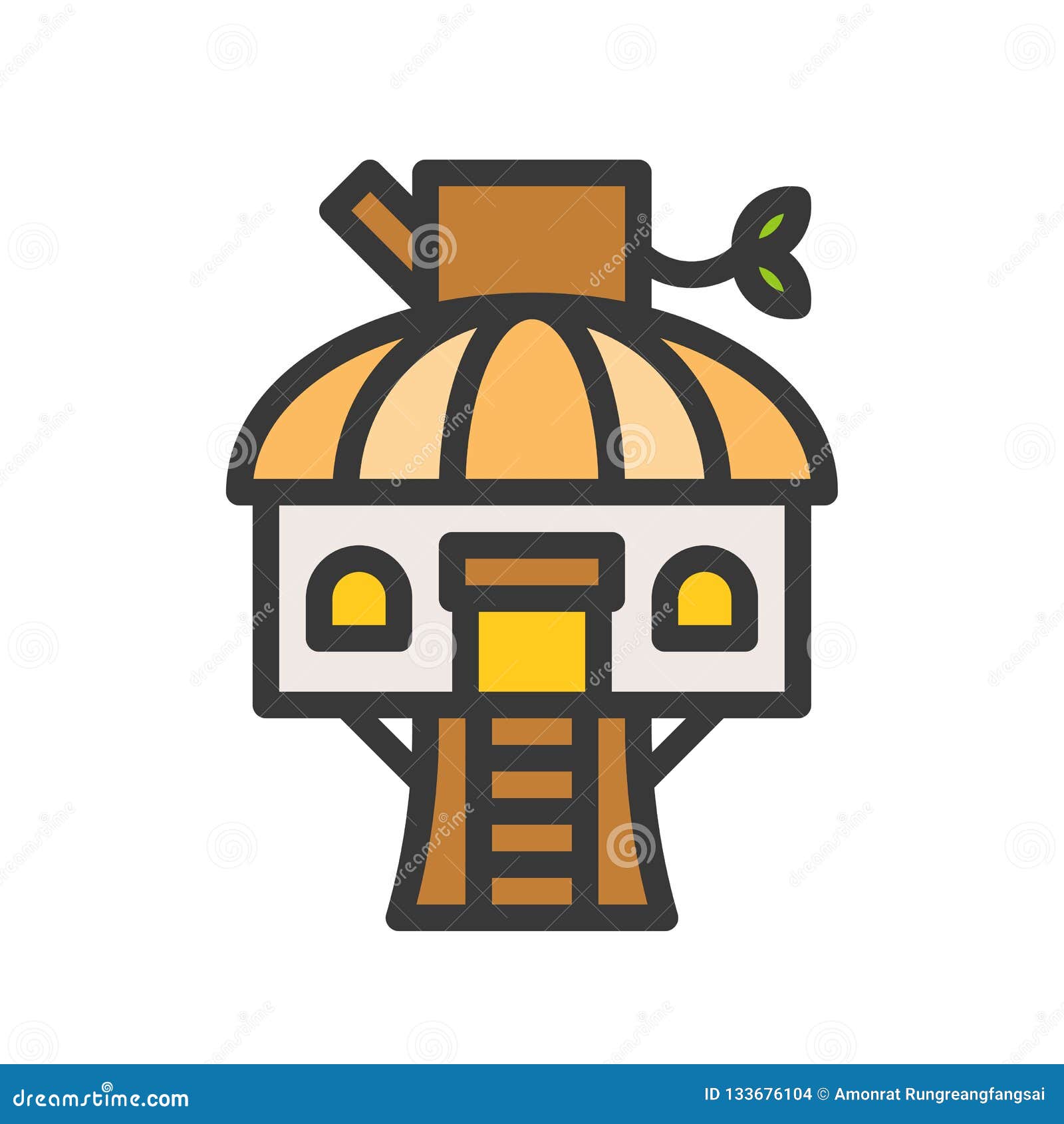 Treehouse Vector Icon, Filled Outline Style Editable Stroke Stock ...