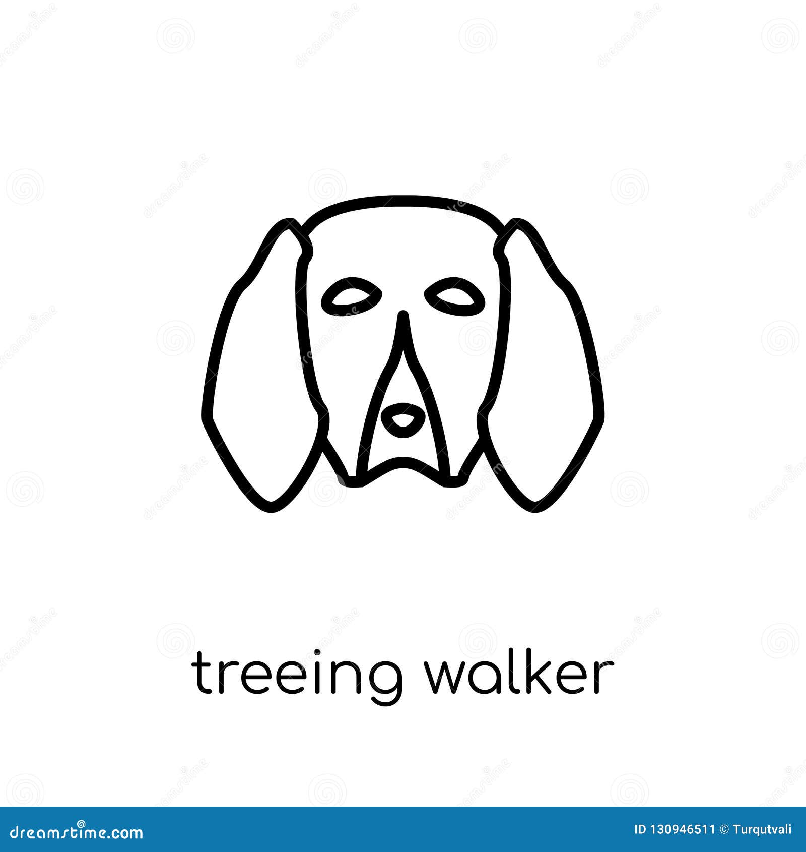 Treeing Walker Coonhound Dog Icon. Trendy Modern Flat Linear Vector ...