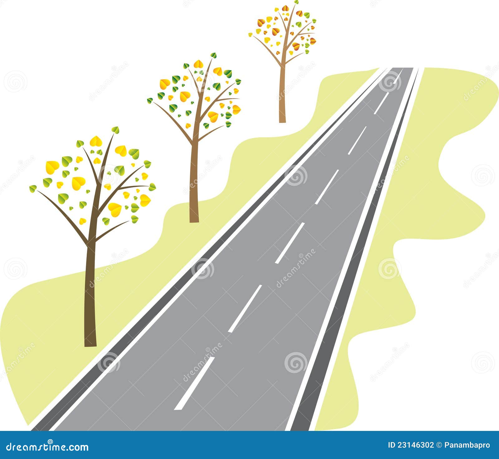 Trees along the road stock vector. Illustration of natural - 23146302