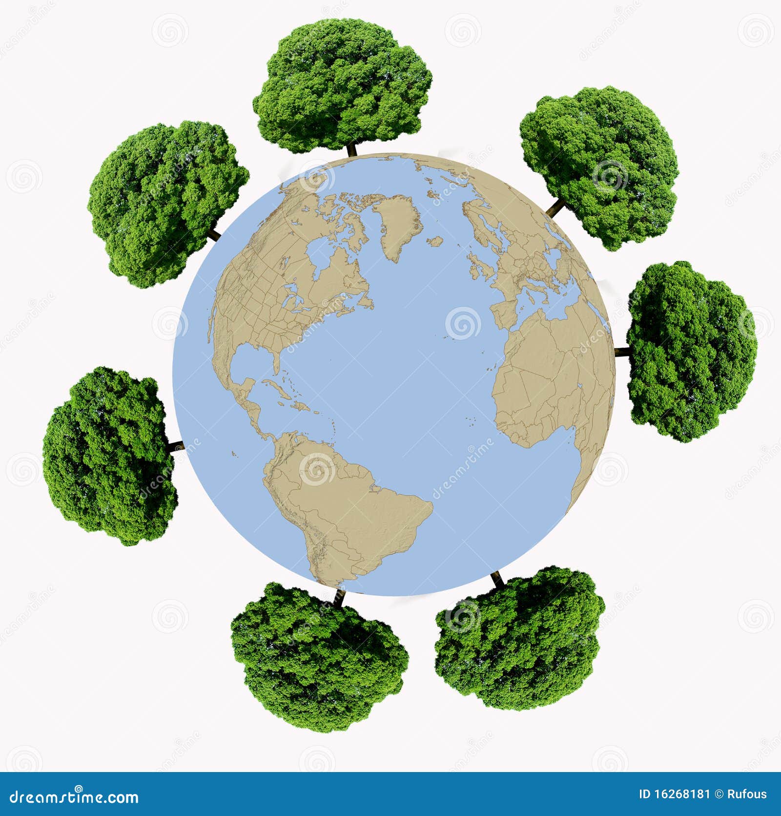 Trees Around the Earth Globe on White Backgr Stock Image - Image of ...