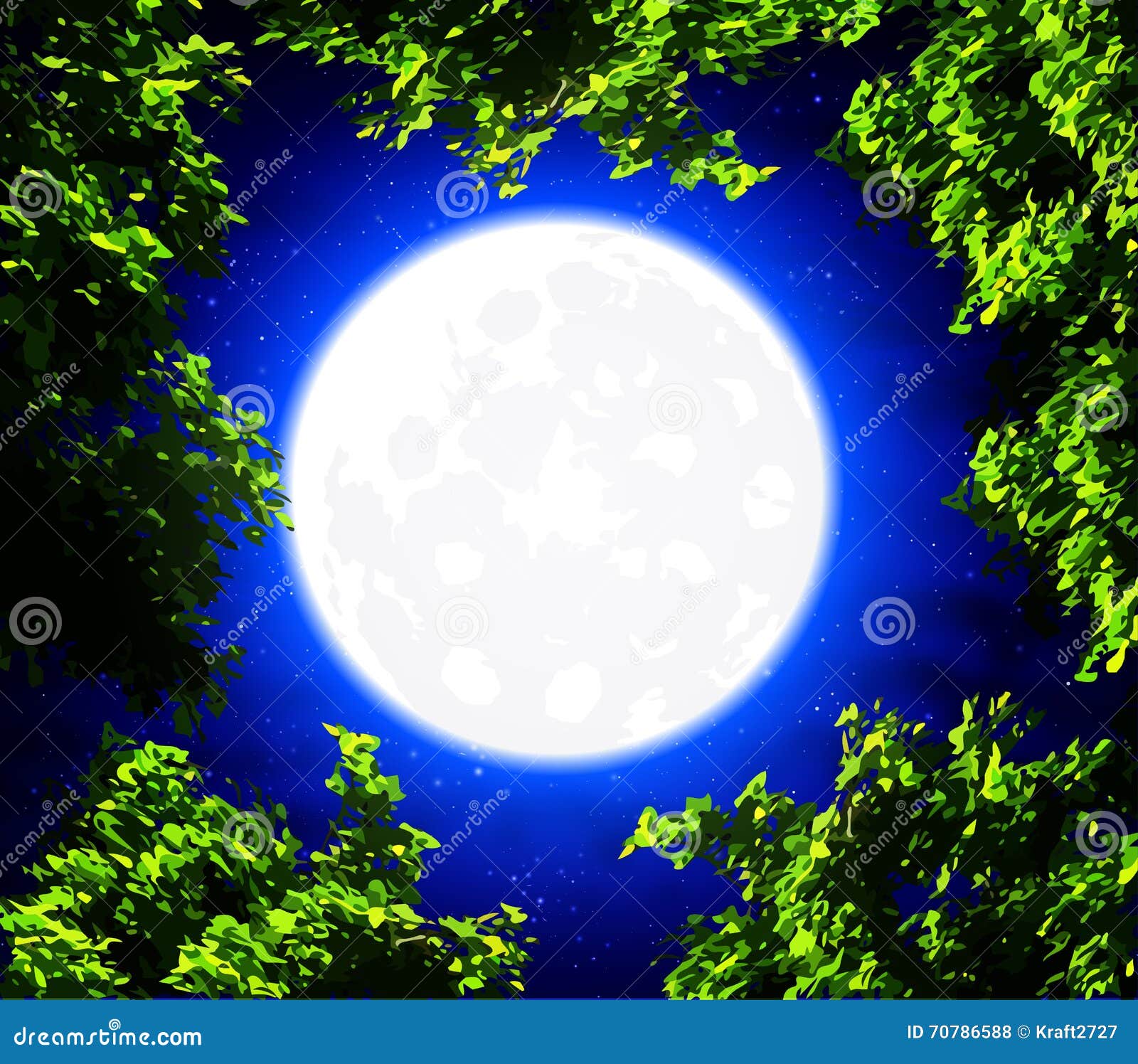 Trees on a Background of the Full Moon Stock Vector - Illustration of ...