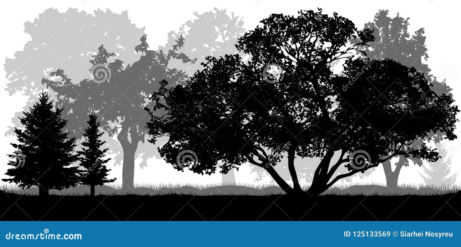 Trees Background, Nature, Park Forest, Silhouettes Stock Vector ...