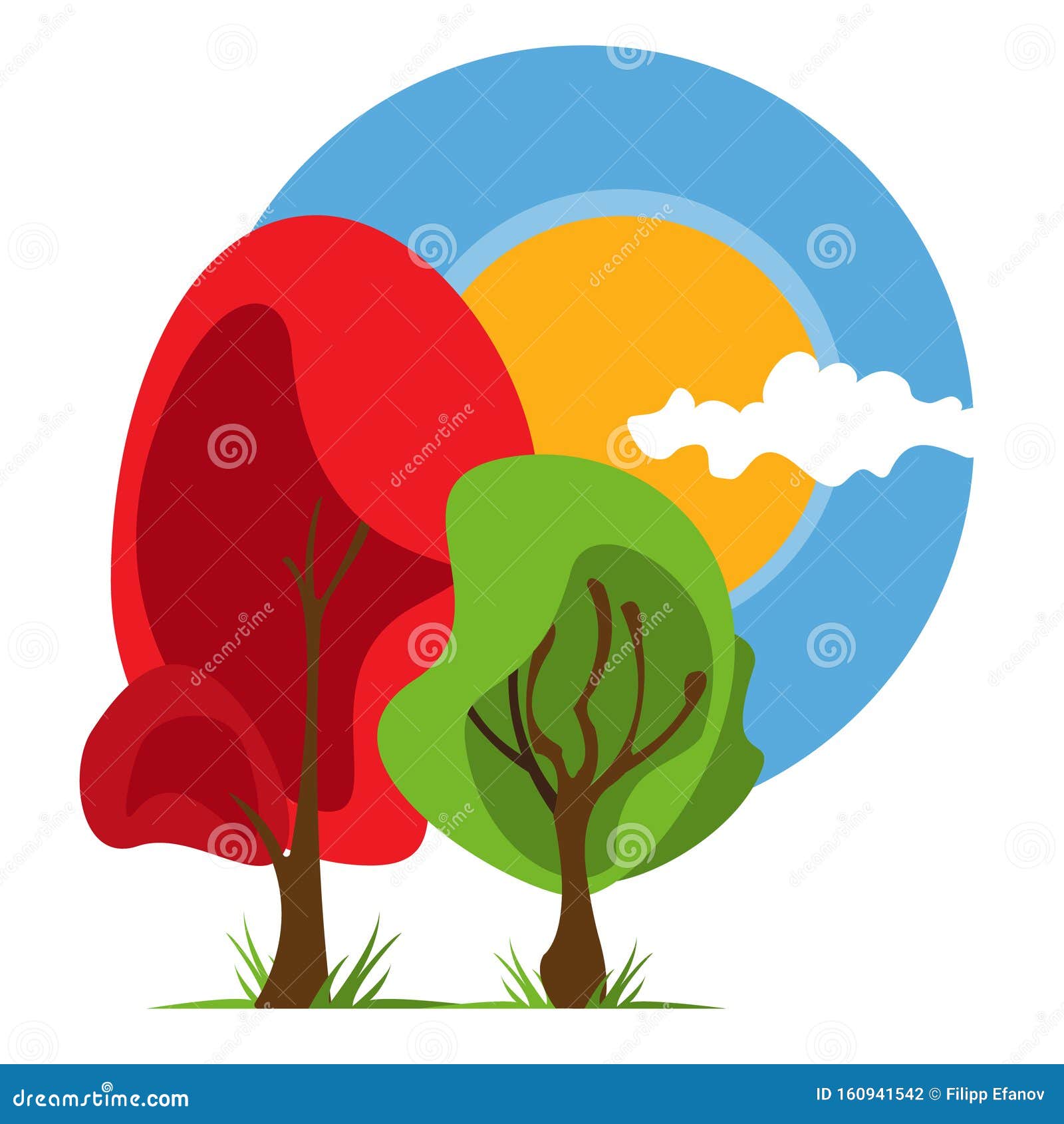 Trees on a Background of the Solar Circle Stock Illustration ...