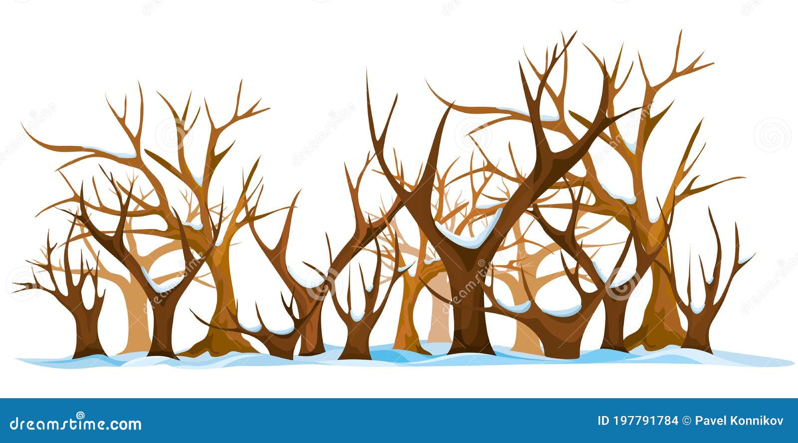 Trees with Bare Branches in Cartoon Style Stock Illustration ...