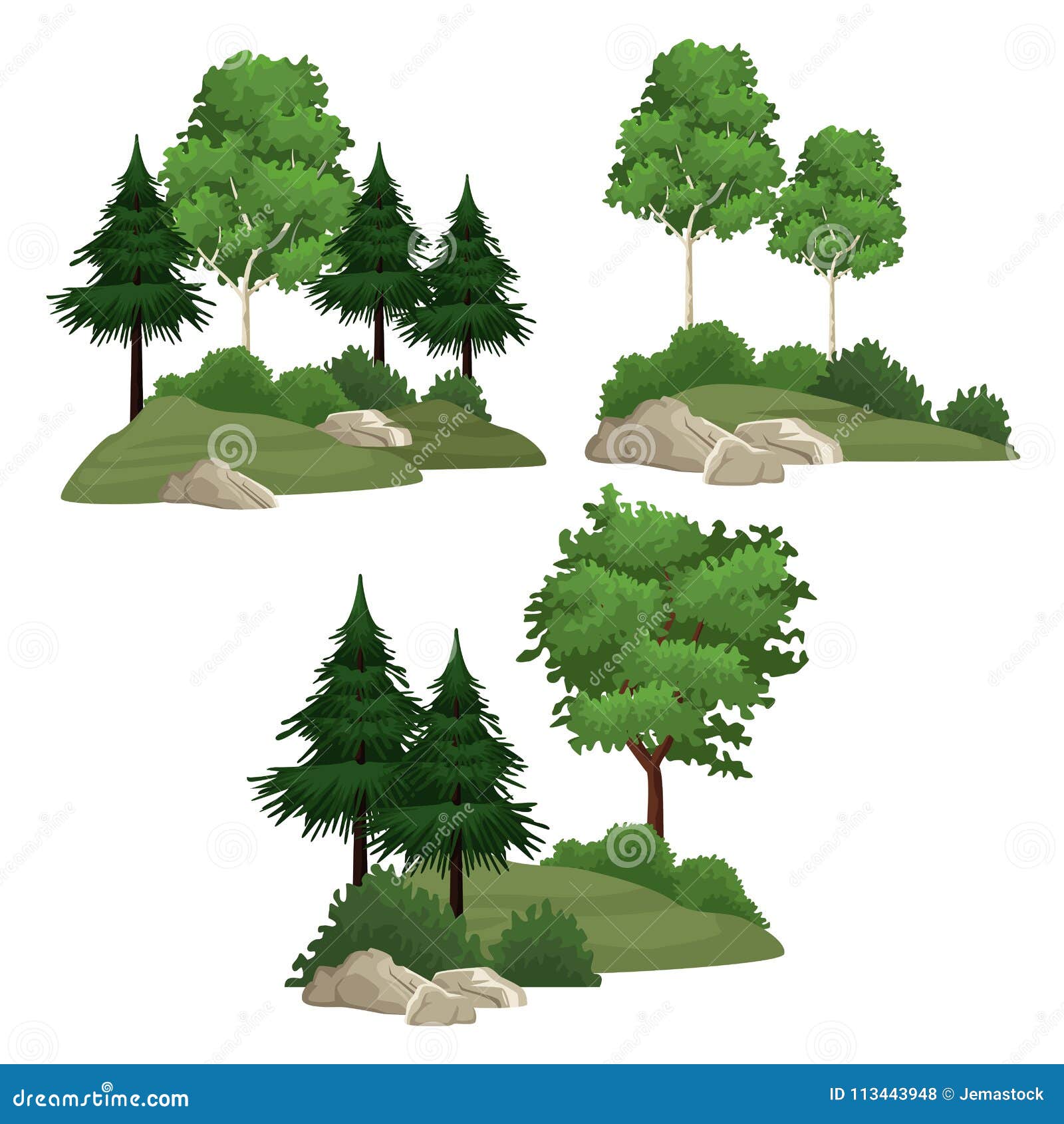 Trees and bushes stock vector. Illustration of background - 113443948