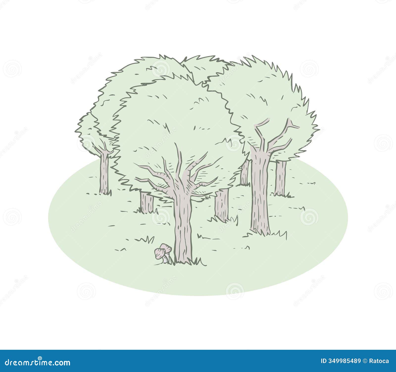 Trees cartoon draw stock illustration. Illustration of nature - 349985489