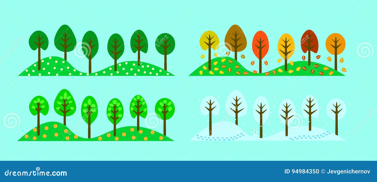 Trees in the Change of Four Seasons Stock Vector - Illustration of ...