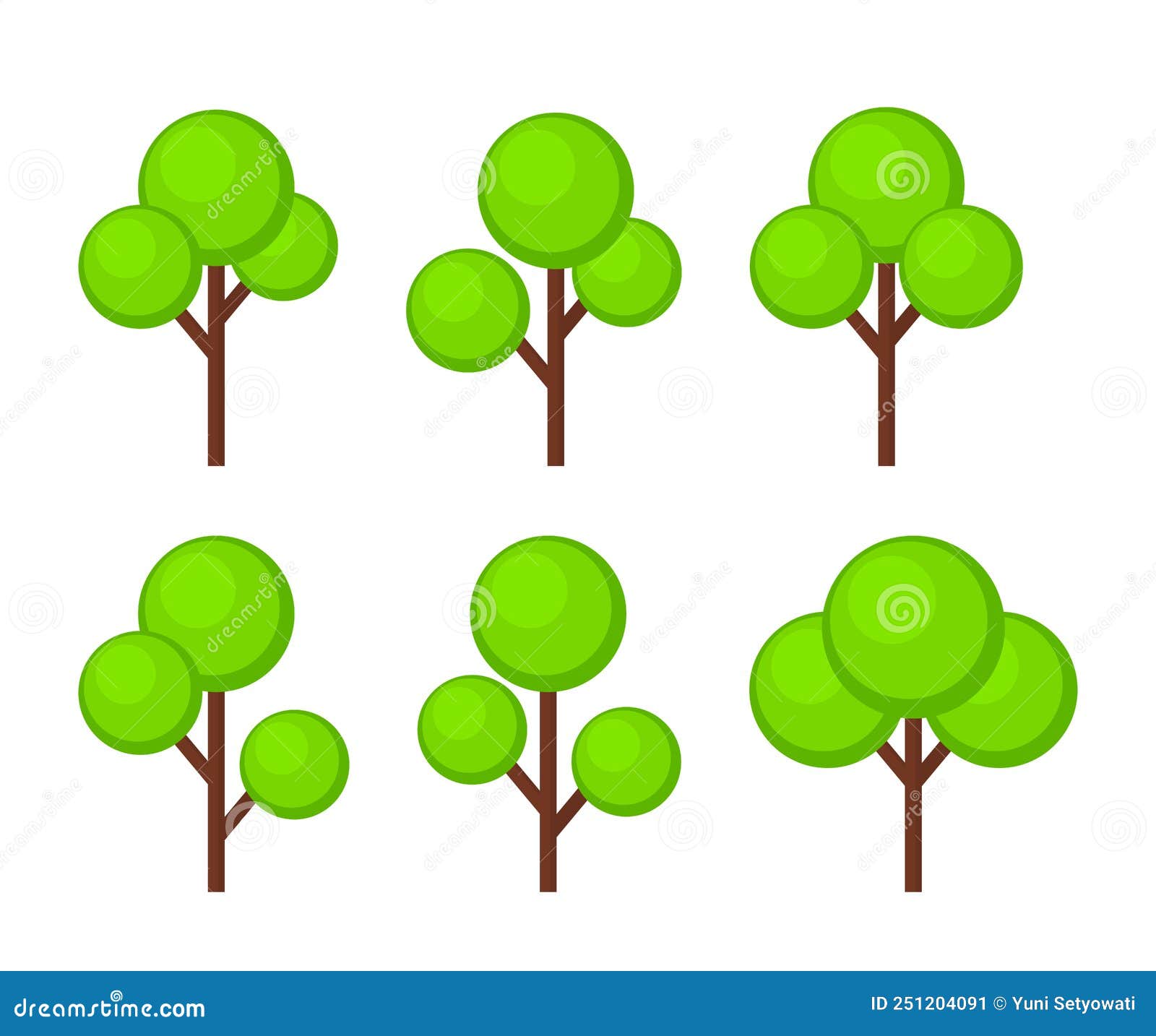 Trees Collection in Flat Vector Animated Cartoon Image Stock Vector ...