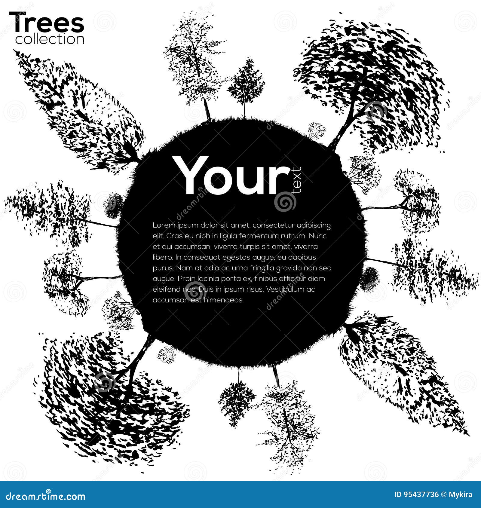 Trees Collection. Ink Trees Silhouettes Stock Vector - Illustration of ...