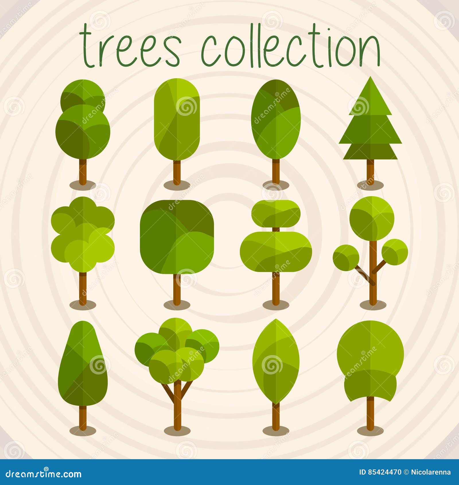 Trees Color Vector Selection Stock Vector - Illustration of plant, tree ...