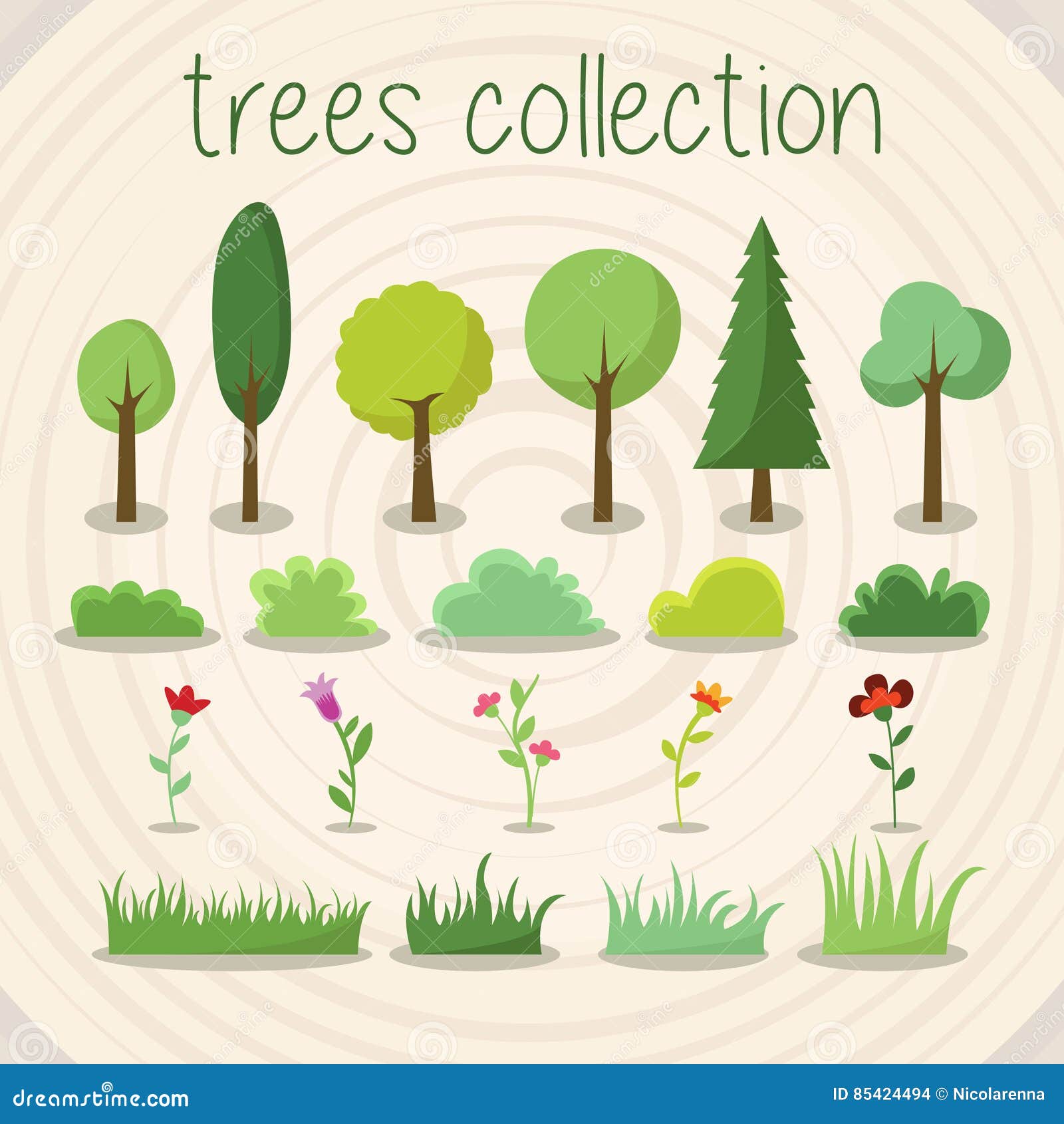 Trees Color Vector Selection Stock Vector - Illustration of vector ...