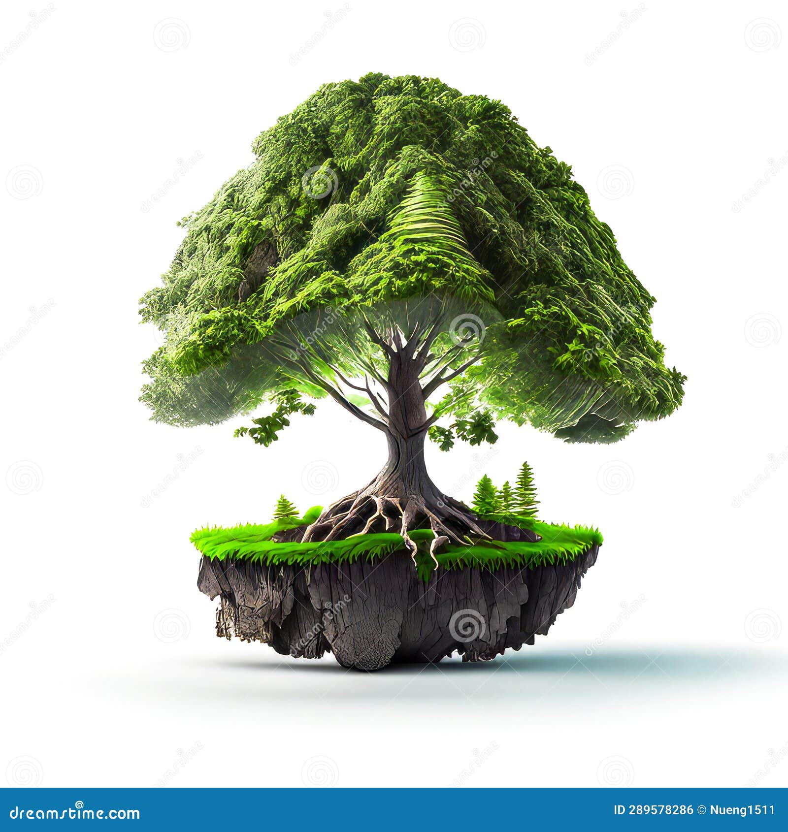 The Trees Come Up To the Earth on White Background Stock Illustration ...