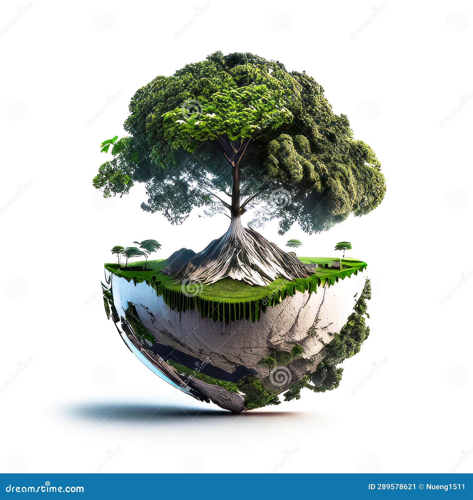 The Trees Come Up To the Earth on White Background Stock Image - Image ...