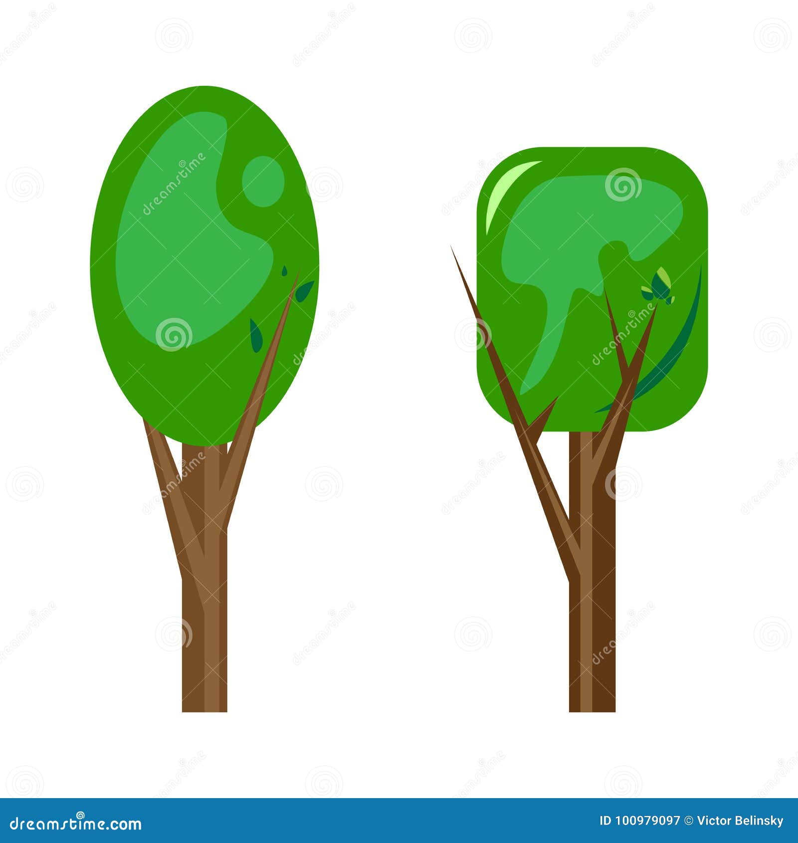 Trees for Decoration. Vector Illustration. Two Kinds . Stock ...