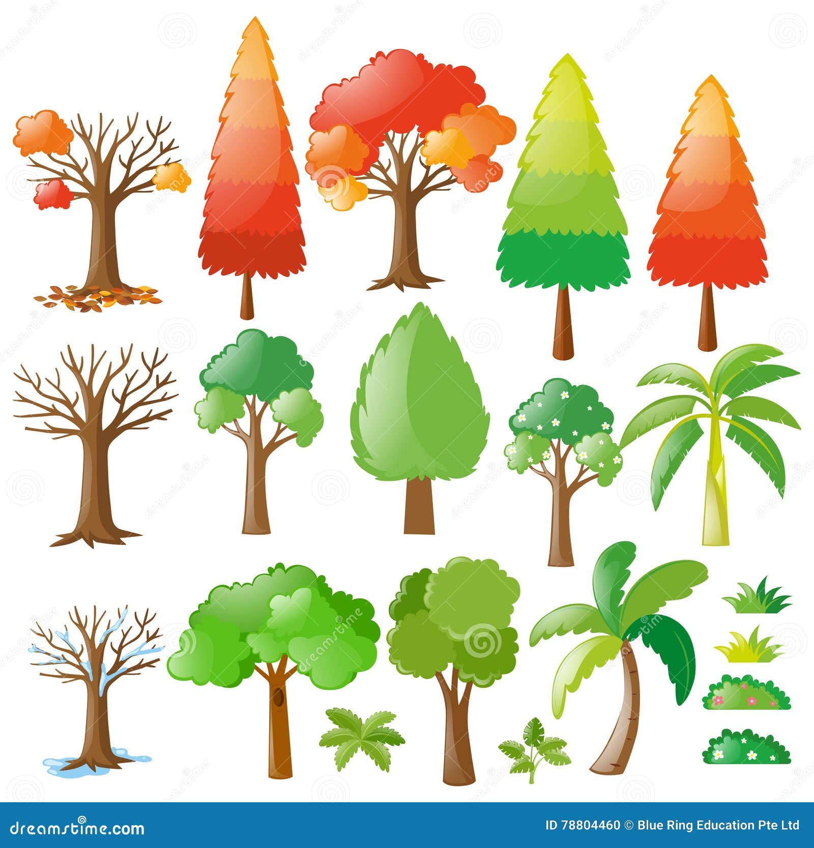 Trees in different seasons stock illustration. Illustration of nature ...