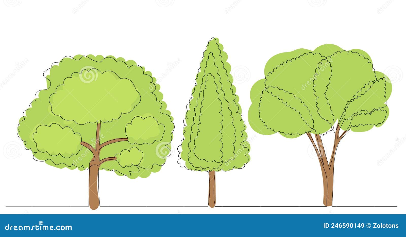 Trees Drawing in One Continuous Line Stock Vector - Illustration of ...