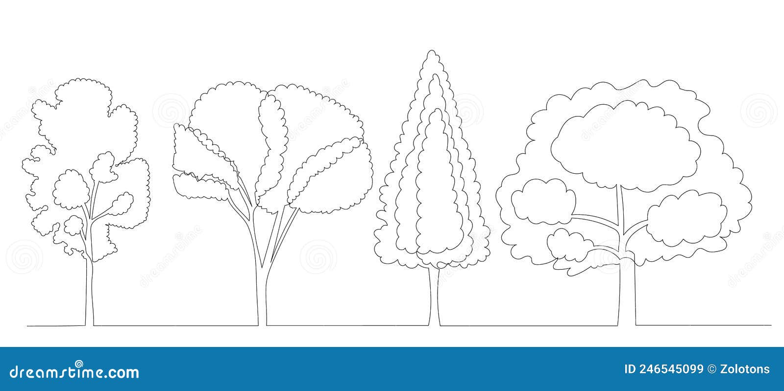 Trees Drawing by One Continuous Line Stock Vector - Illustration of ...