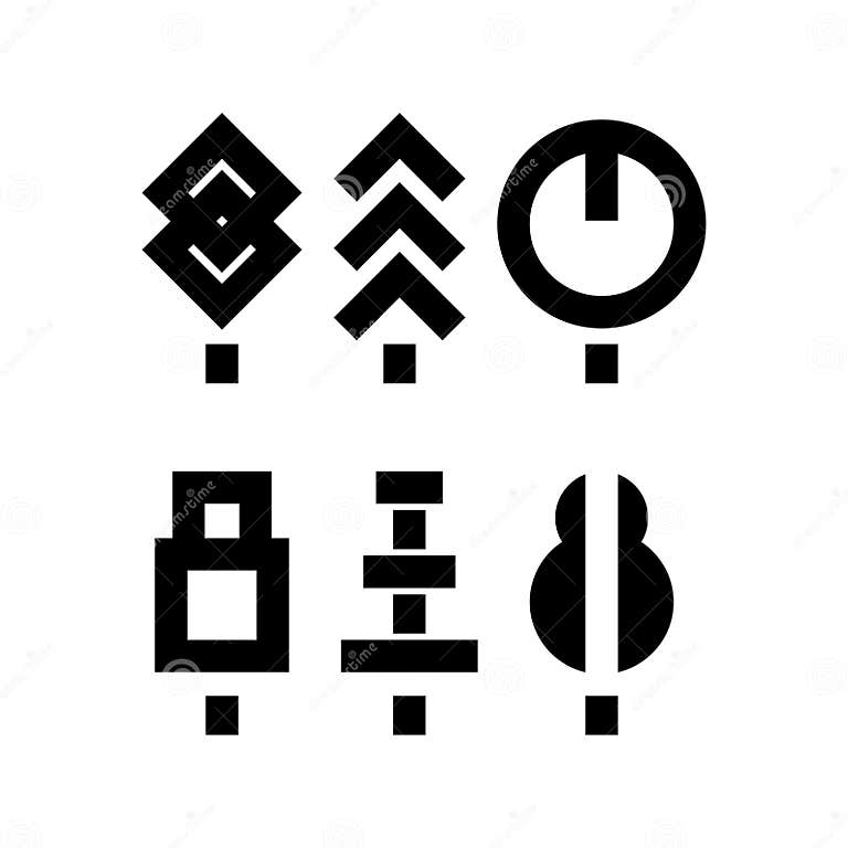 Trees Ethnic Sign Set. Ethnic Tree Icon Stock Illustration ...