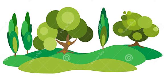 Trees and Fields of Tuscany. Vector Illustration. Vector Isolate ...
