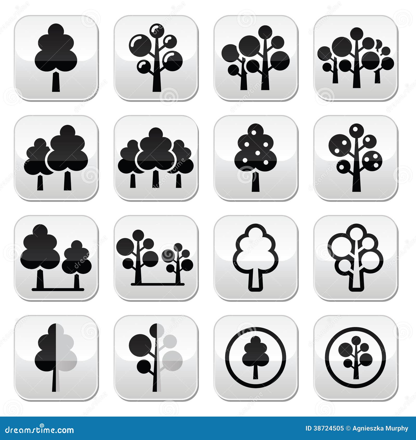 Trees, Forest, Park Buttons Set Stock Illustration - Illustration of ...