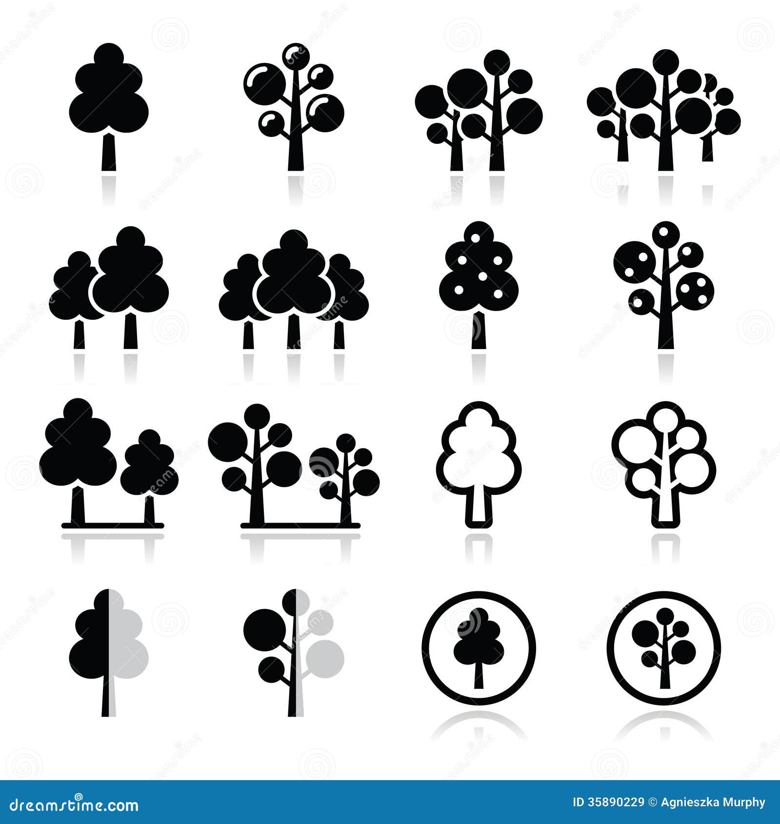 Trees, Forest, Park Icons Set Royalty Free Stock Images - Image: 35890229