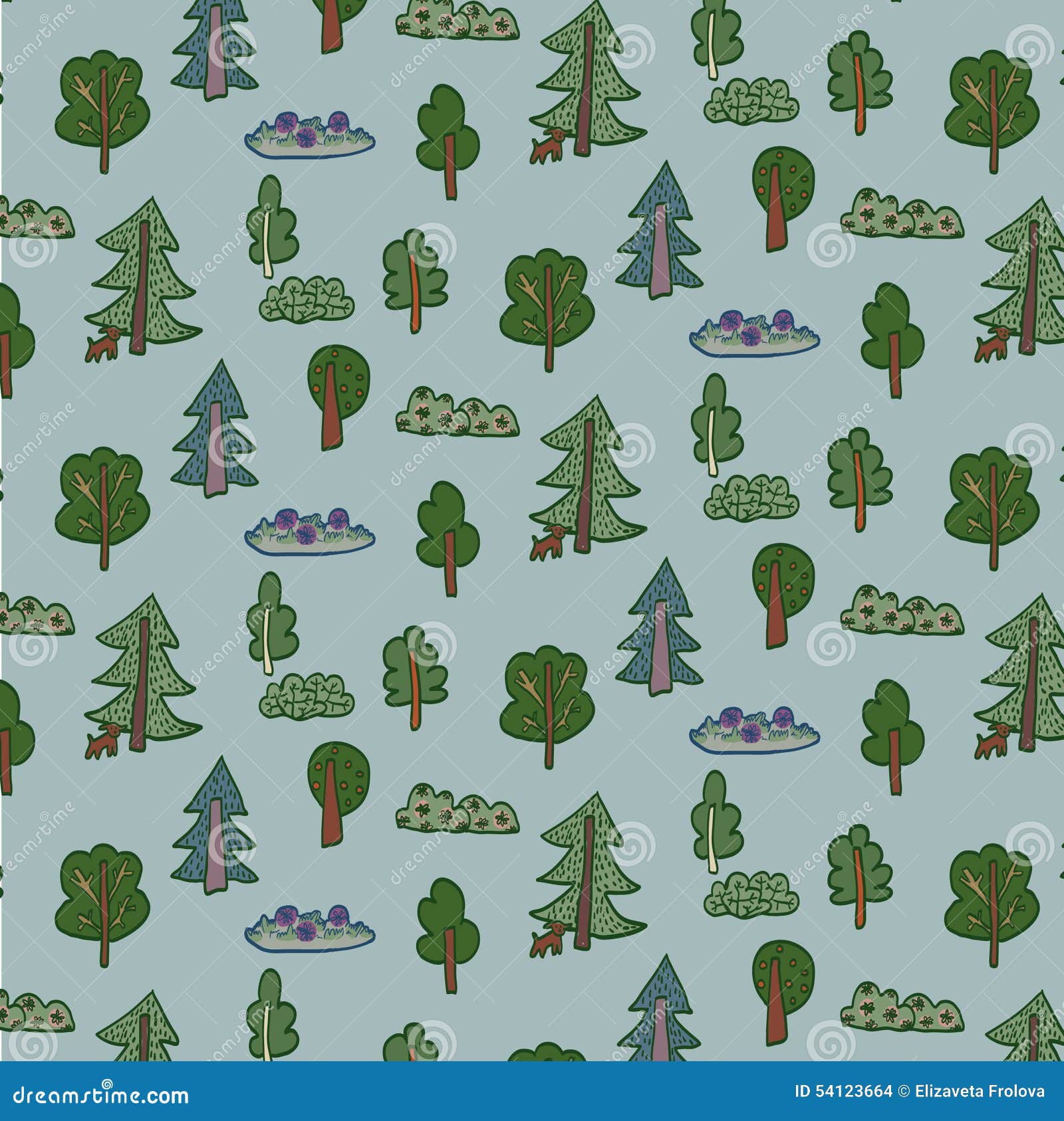 Trees forest pattern stock vector. Illustration of growth - 54123664