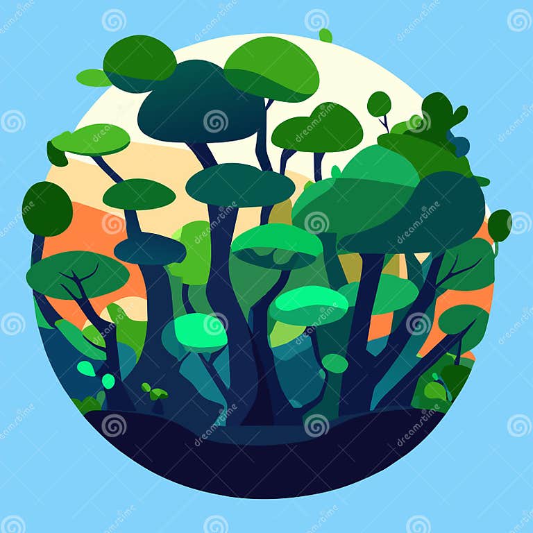 Trees in the Forest. Vector Illustration in a Flat Style Stock ...