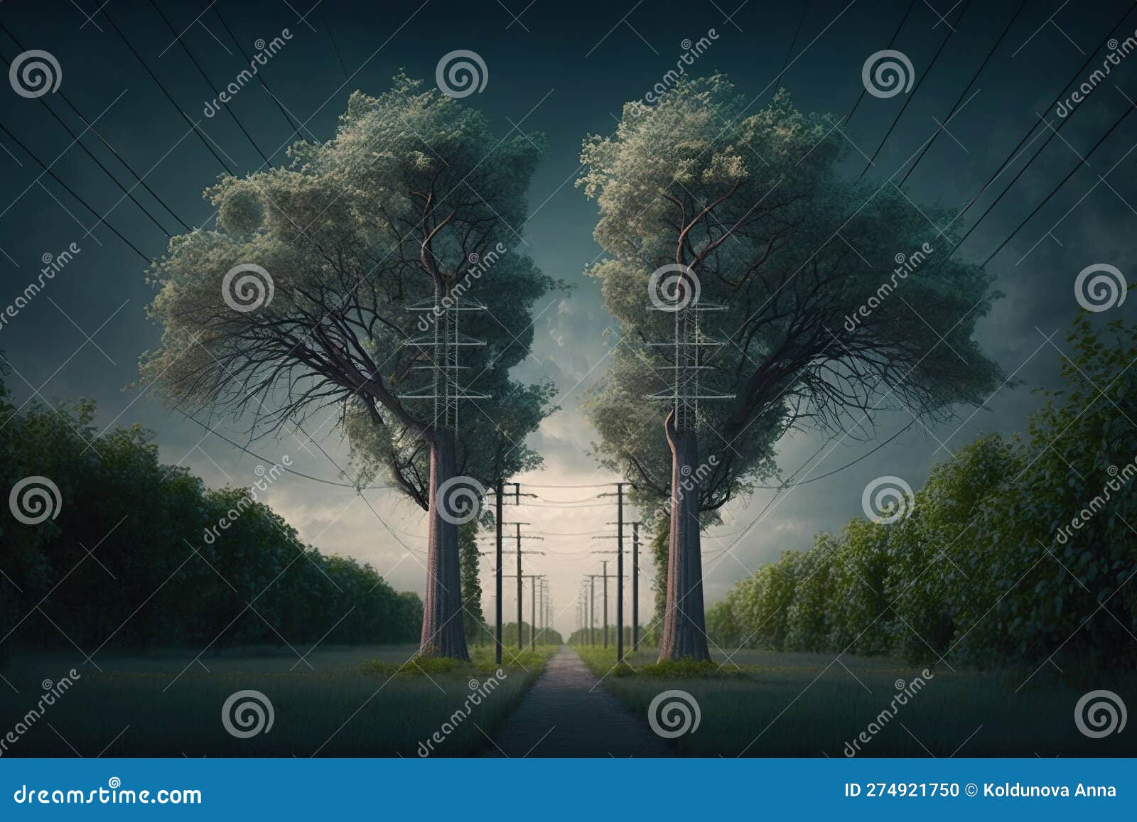 Trees in the Form of High-voltage, Created with Generative AI ...