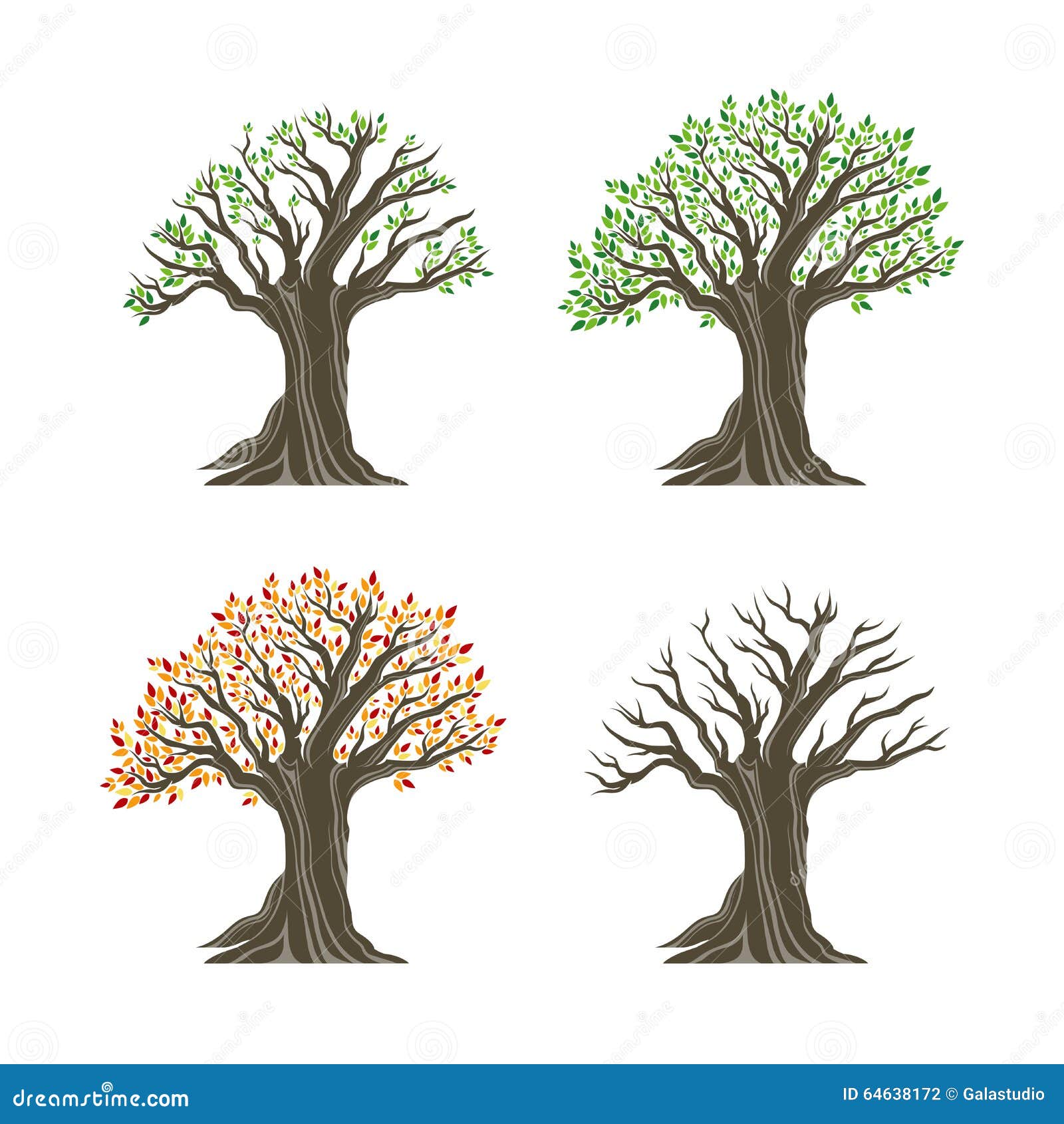 Trees in Four Seasons Realistic Decorative Icons Set Isolated on Stock ...