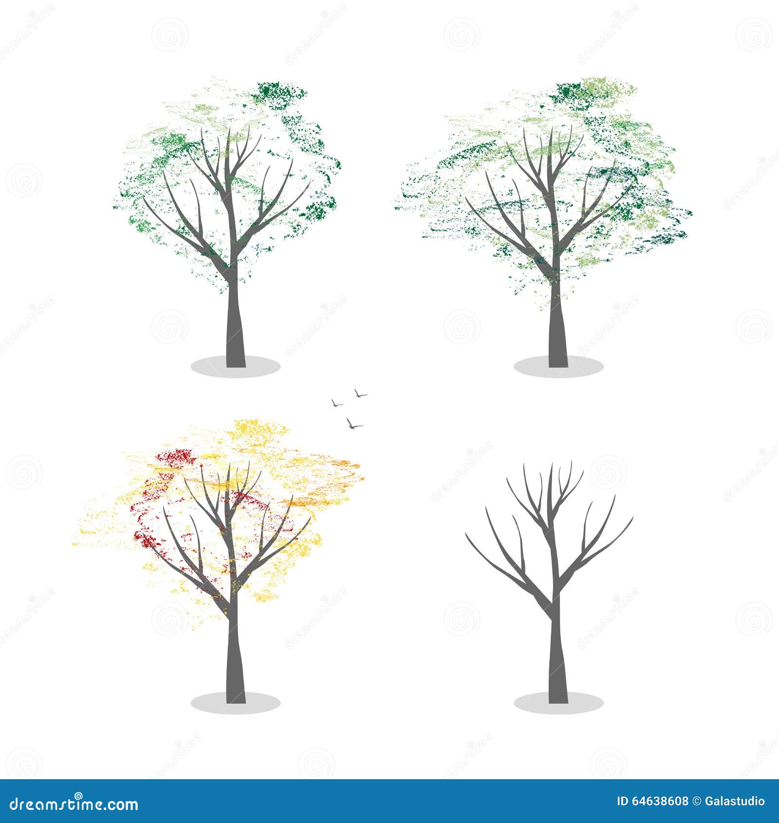 Trees in Four Seasons Realistic Decorative Icons Set Isolated on Stock ...