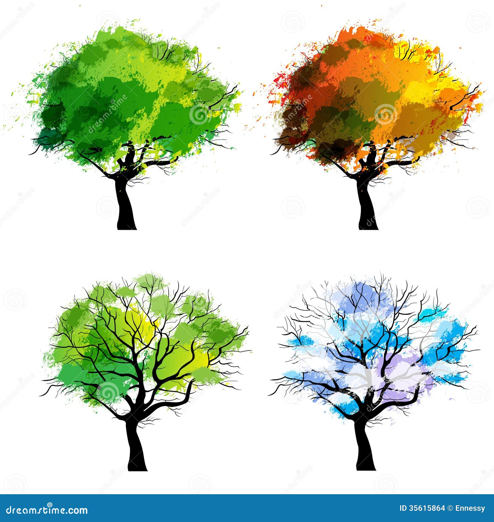 Trees of Four Seasons / Vector Stock Vector - Illustration of floral ...